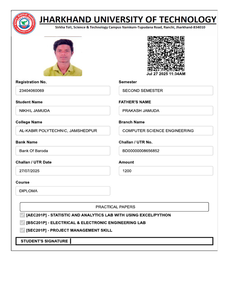 2nd Sem. Exam Form | PDF