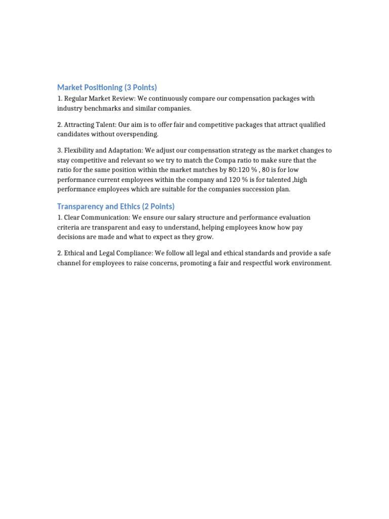 Compensation Strategy Summary | PDF