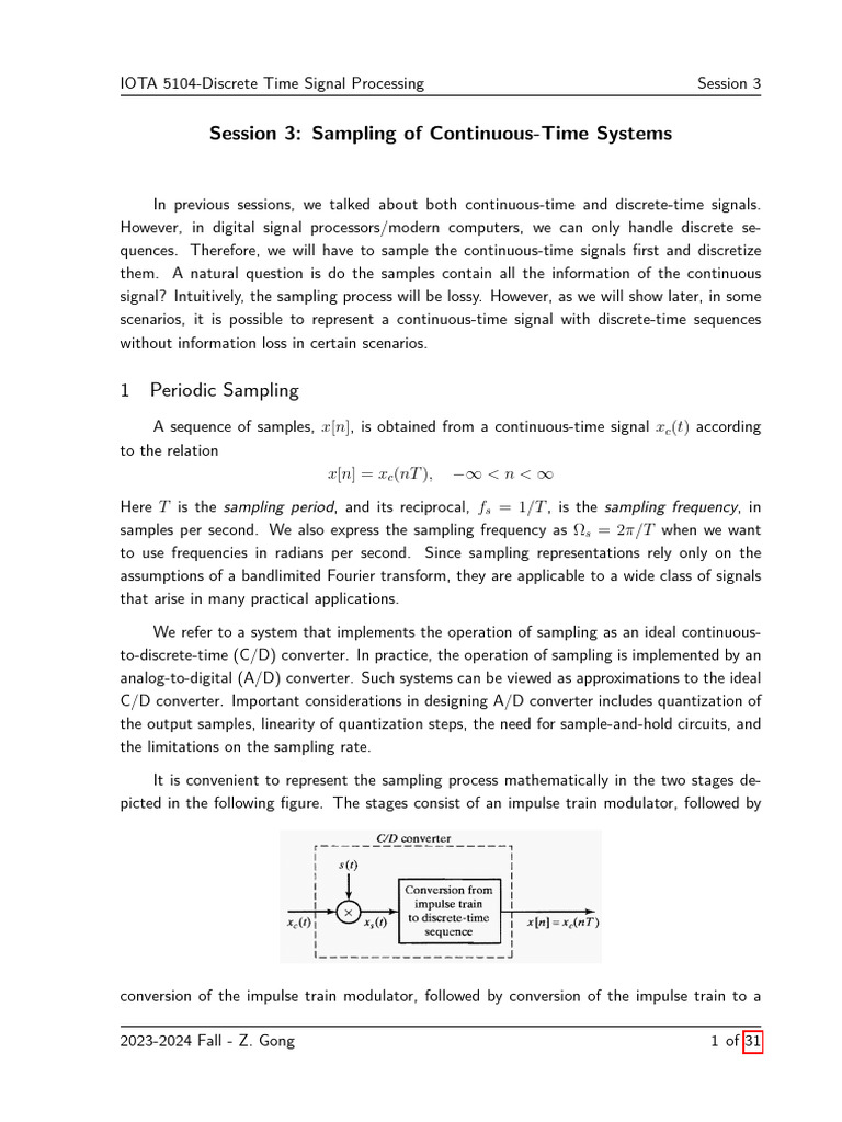 Sampling Theorem Overview and Applications | PDF | Sampling (Signal ...