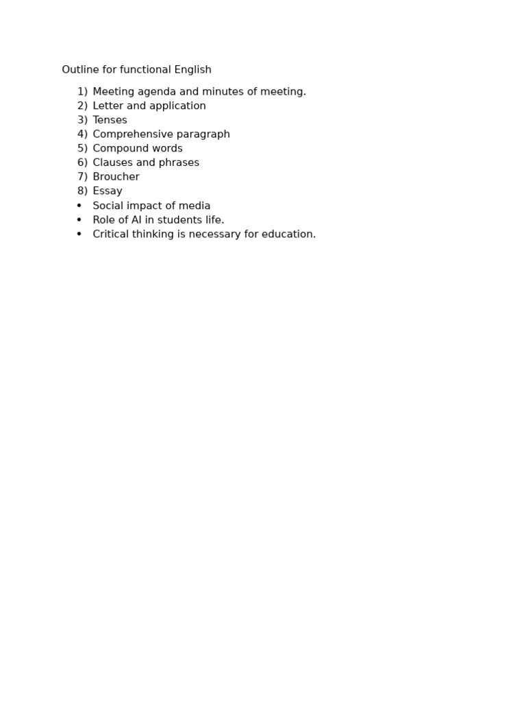 Functional English Outline | PDF