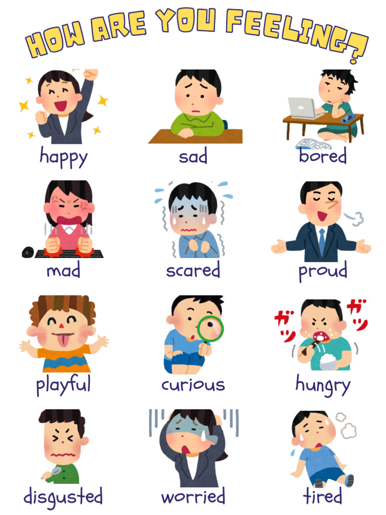 Feelings Classroom Poster in Light Blue Illustrative Style | PDF