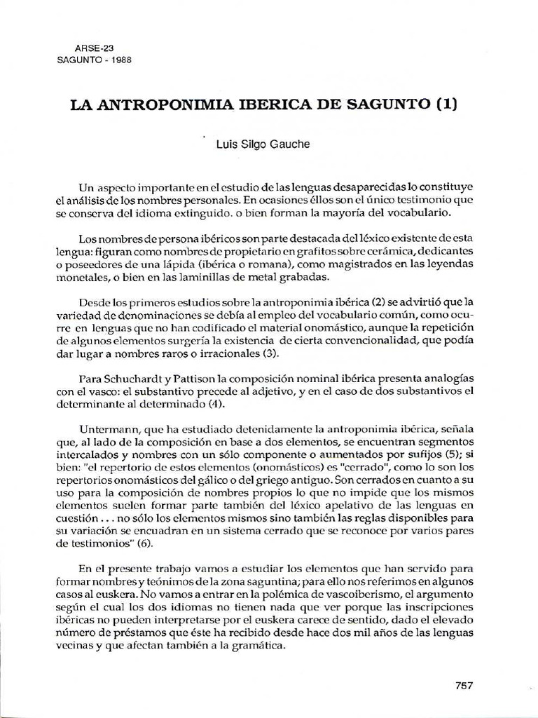 La Antroponimia Iberica de Sagunto | PDF