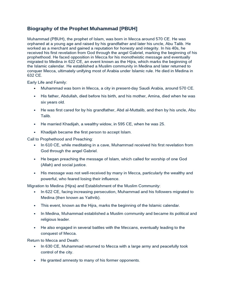 Life and Legacy of Prophet Muhammad | PDF | Muhammad | Medina