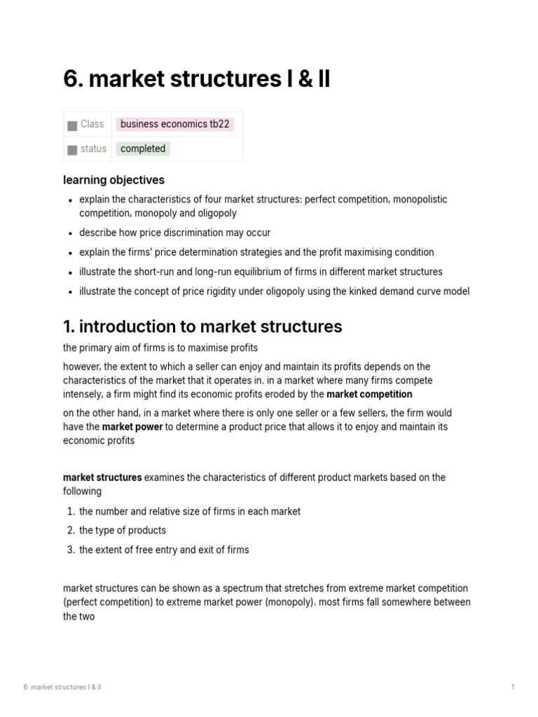Economics: Market Structures I & II | PDF | Monopoly | Market Power