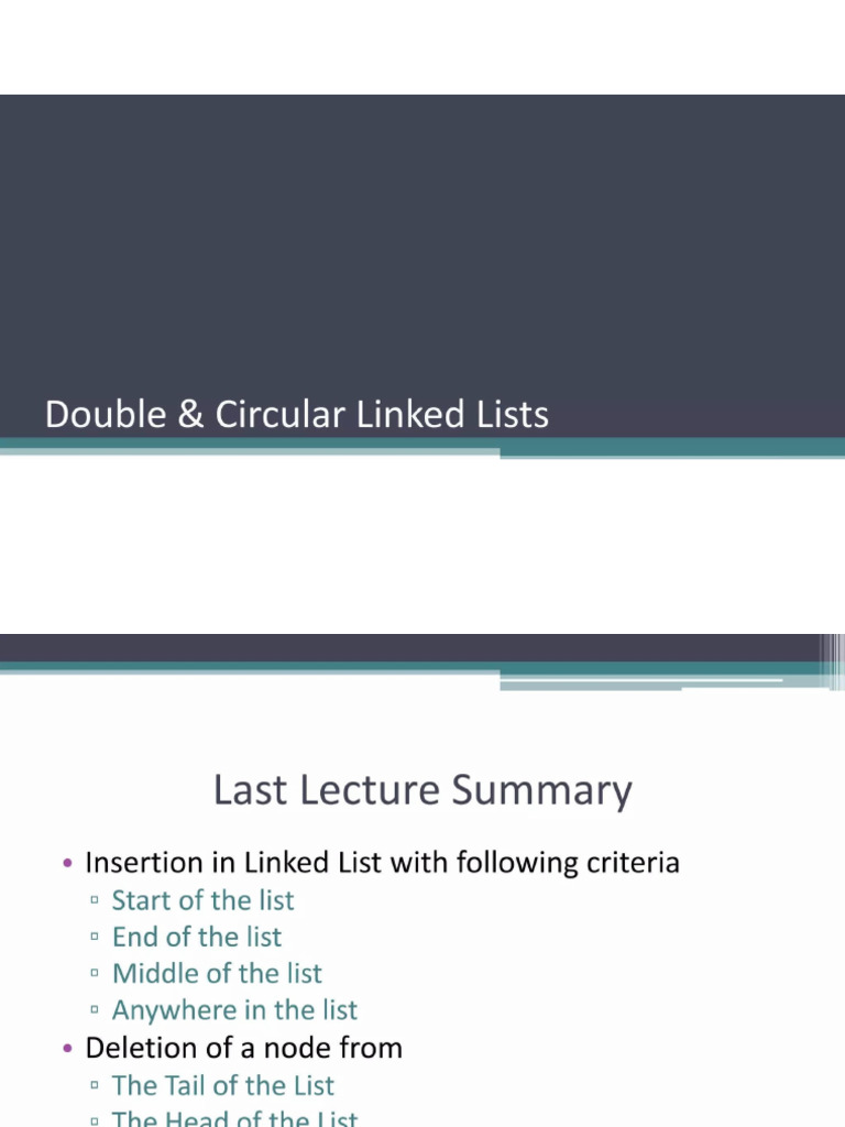 Lecture 6 Doubly and Circular Linked List | PDF
