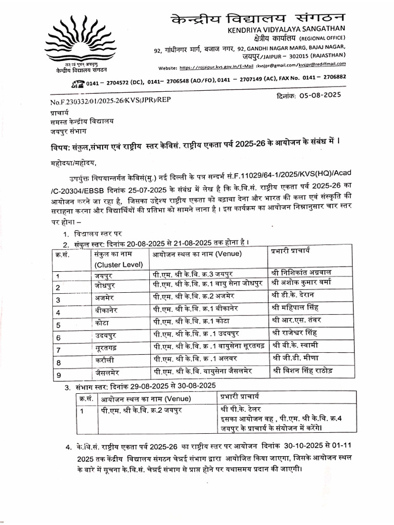 Rashtriya Ekta Parv RO Letter | PDF