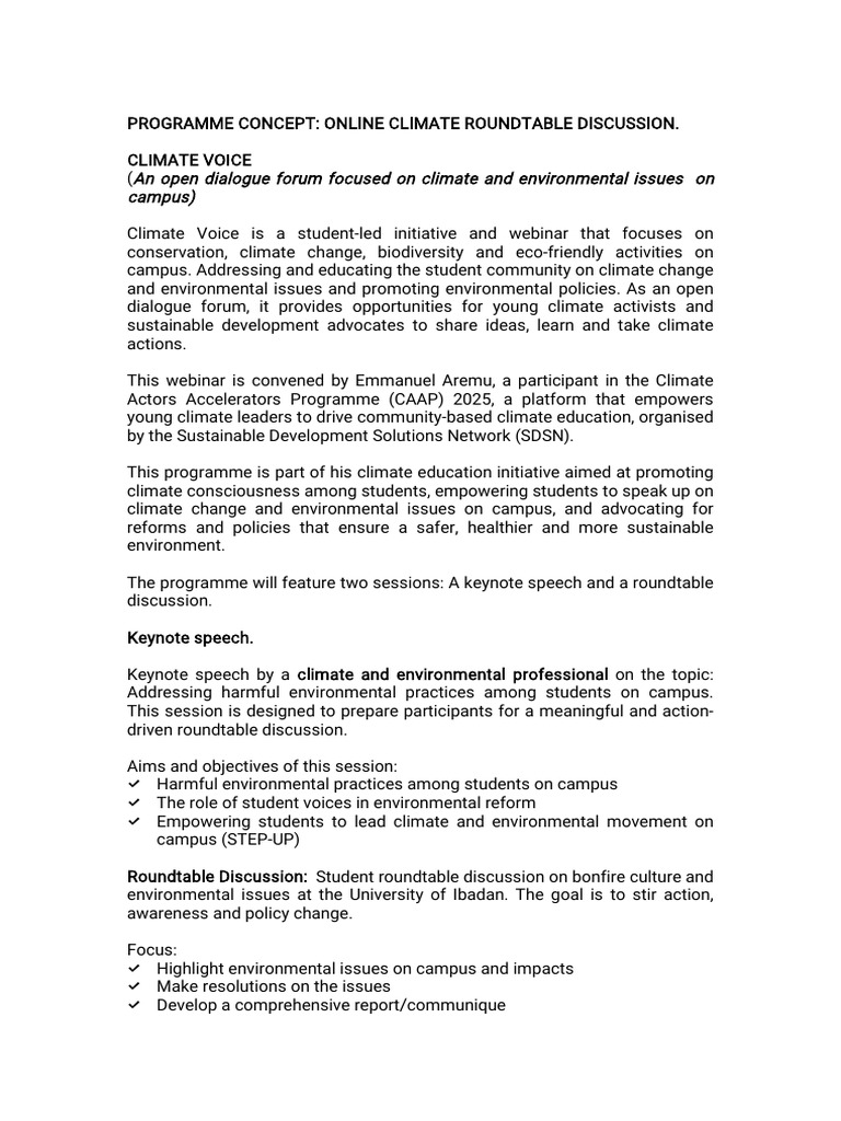 Climate Voice Concept Note | PDF | Sustainability | Sustainable Development