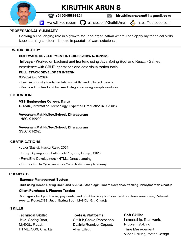 Kiruthik Resume | PDF