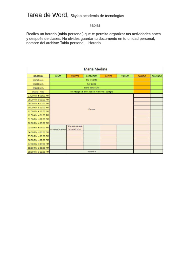 Tablas Word Sky | PDF