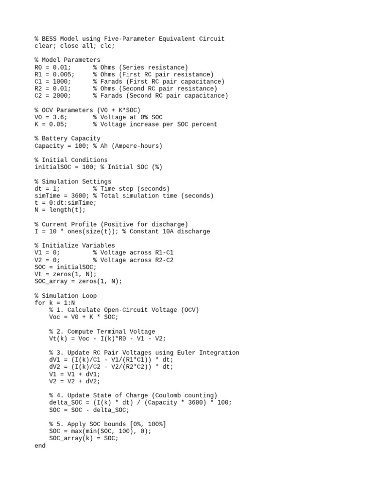 BESS Model: Five-Parameter Circuit Simulation | PDF