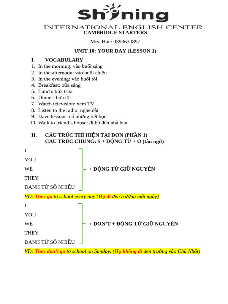 Unit 10 Lesson 1 + HTD.1 | PDF