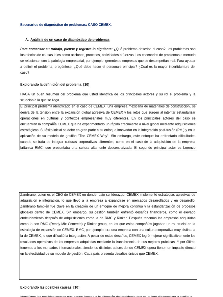 GUIA Case Study Diagnostic CEMEX | PDF | Business | Deuda