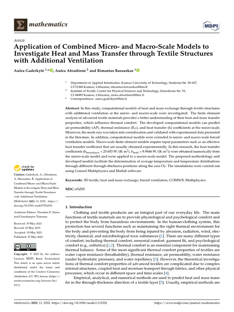 Mathematics 11 02532 v2 | PDF | Heat Transfer | Fluid Dynamics