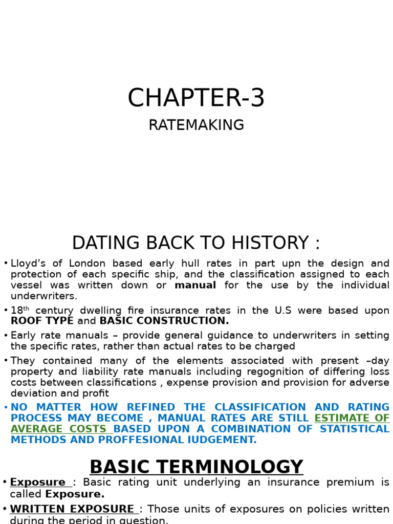 Chapter 3 Ratemaking | PDF | Insurance | Risk