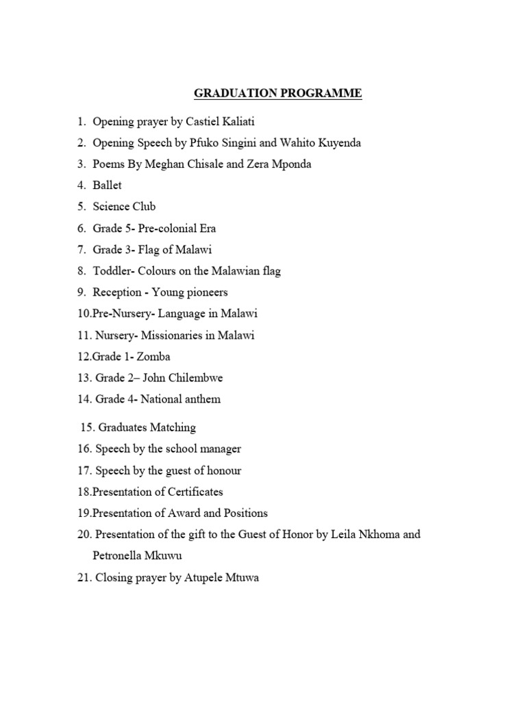 2025 Graduation Closing Day Programme | PDF