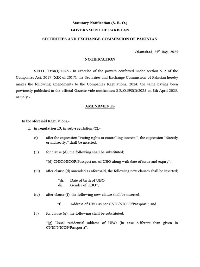 Amendments to Companies Regulations 2024 | PDF | Government | Governance