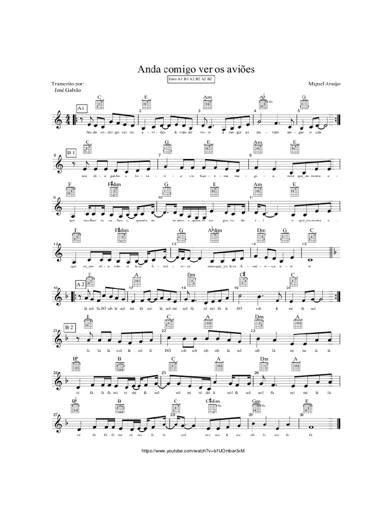 Anda Comigo Ver Os Avioes Partitura Educacao Musical Jose Galvao CL 1 ...