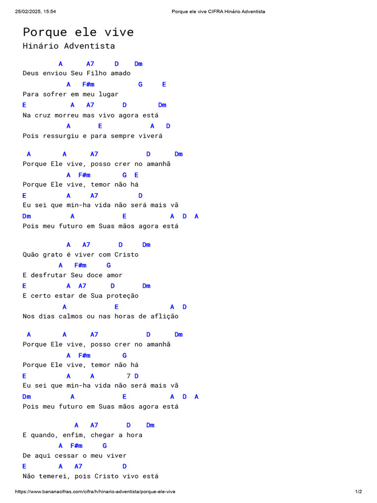 Porque Ele Vive - Cifras e Letra | PDF