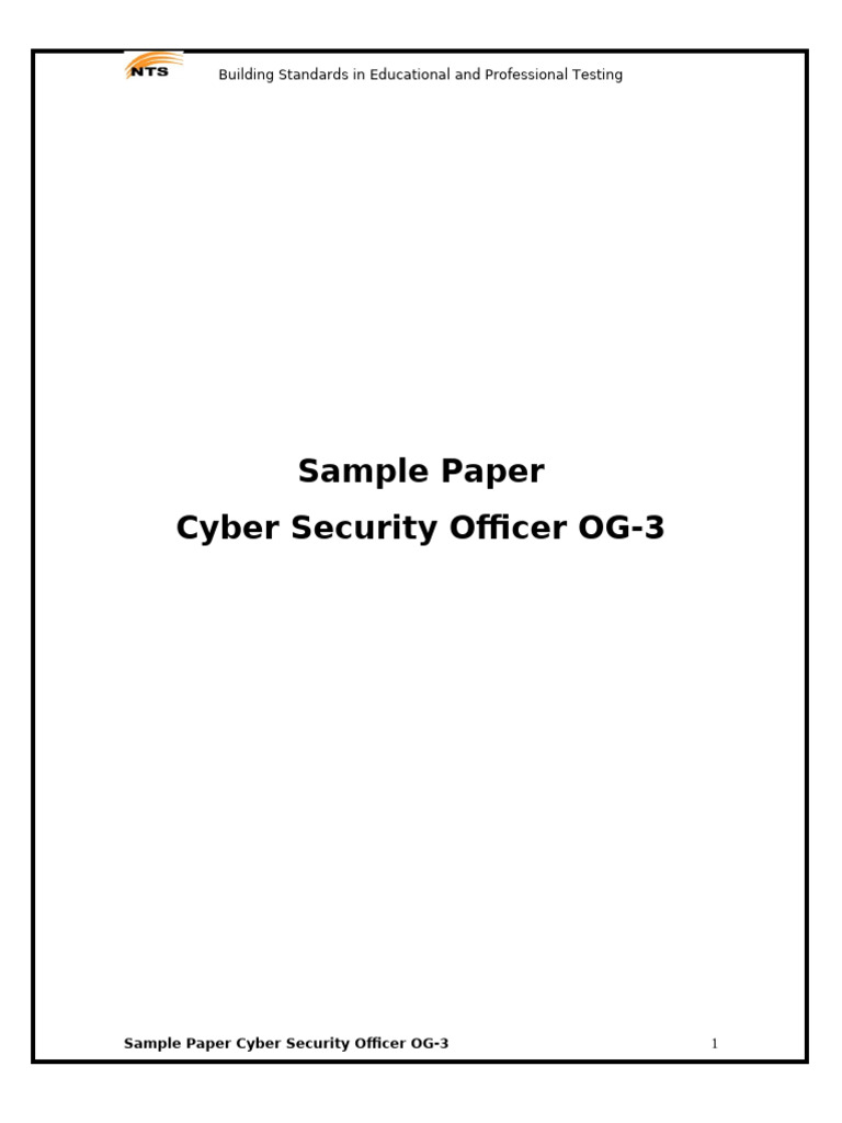 Sample Paper Cyber Security Officer OG-3 | PDF | Security | Computer ...