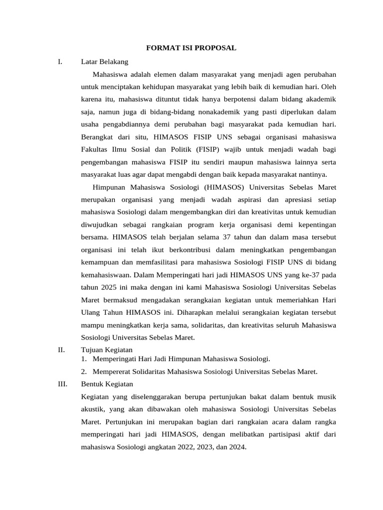 Format Isi Proposal | PDF