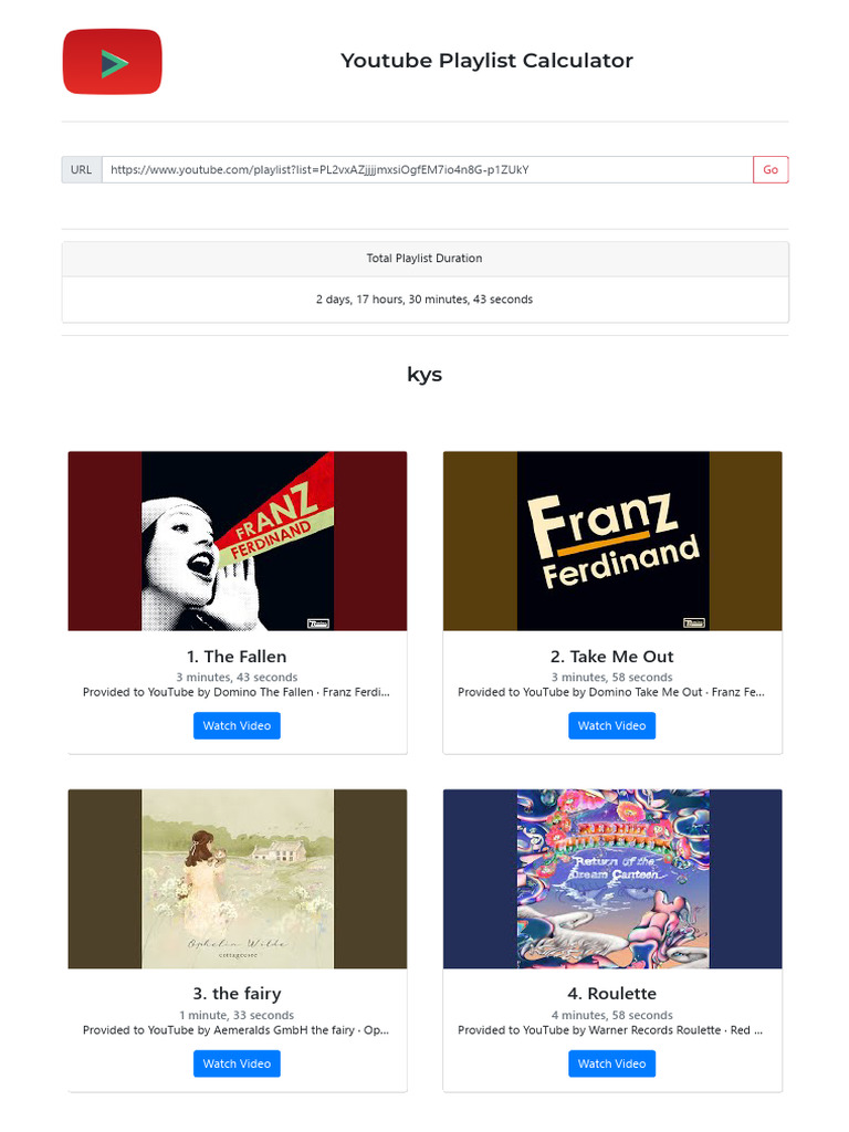 Youtube Playlist Calculator | PDF | Music Industry