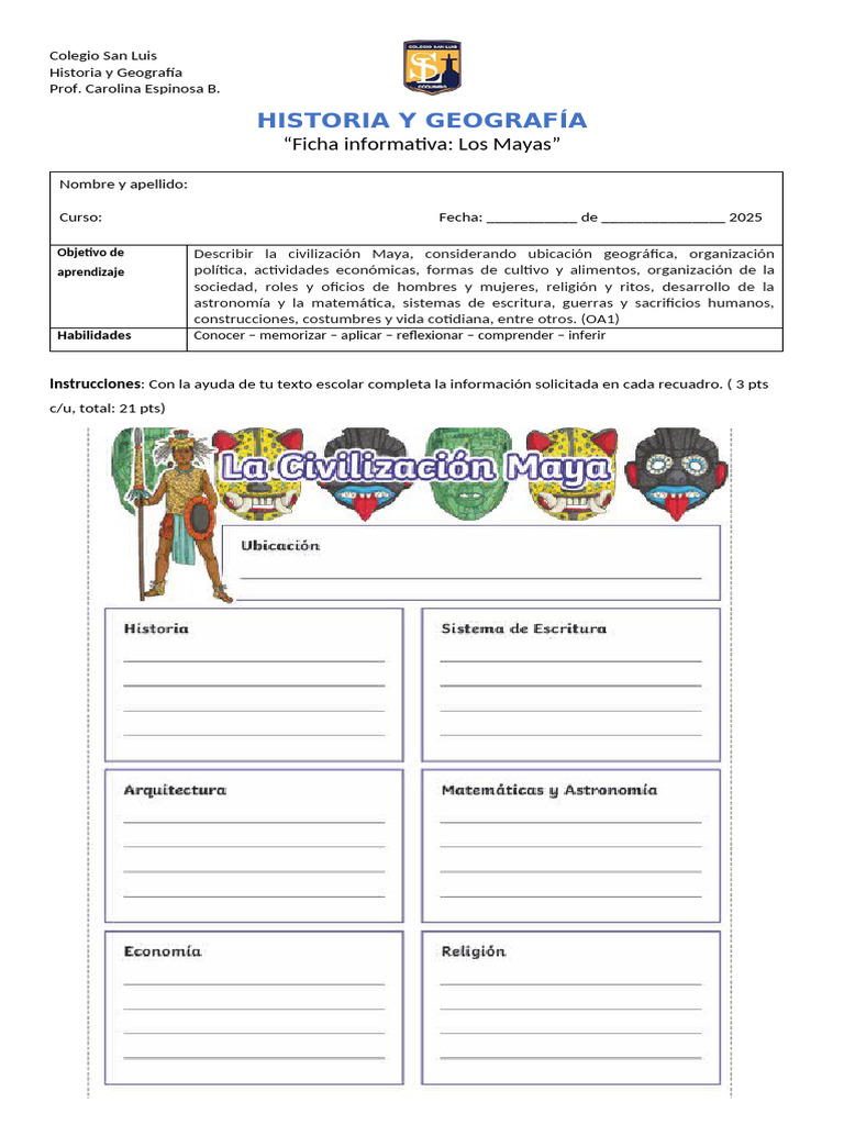 Ficha Informativa sobre los Mayas | PDF