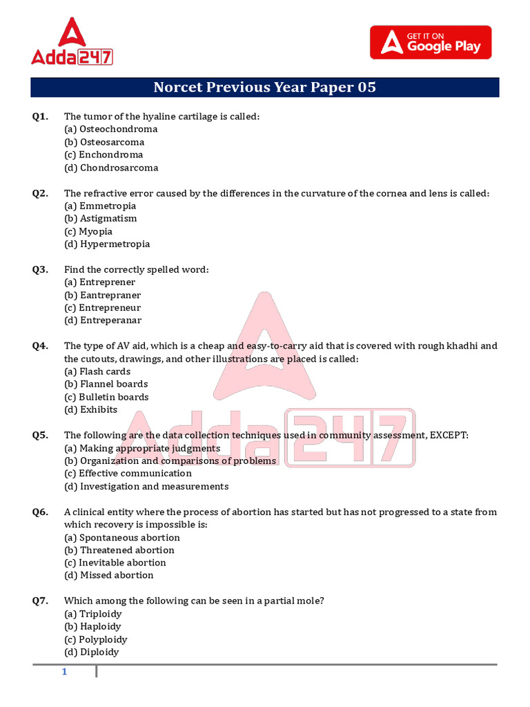 Norcet Previous Year Paper Held On 2024 September 15 640475 | PDF ...