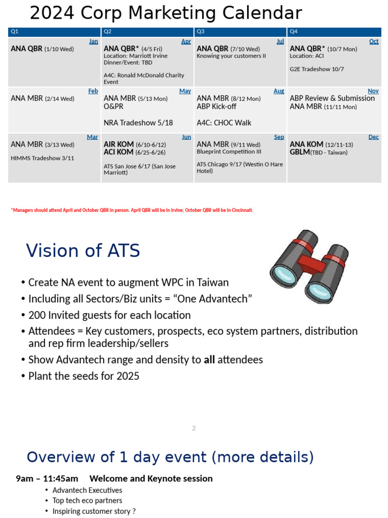 2024 Corporate Marketing Schedule | PDF