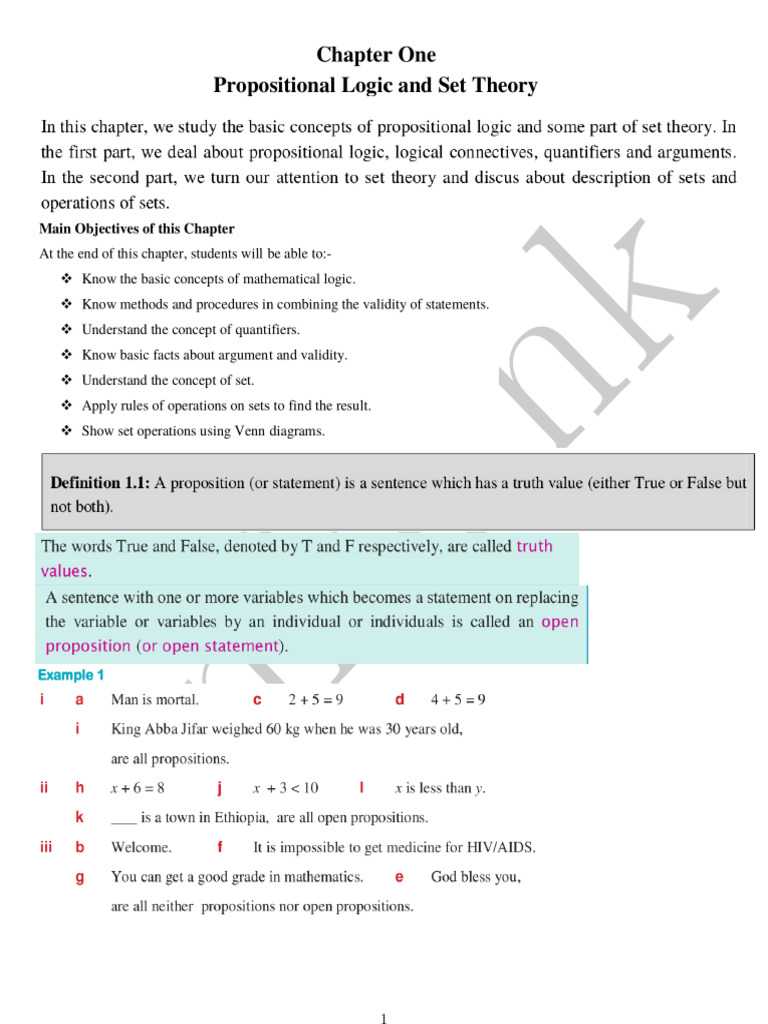 Ch-1 Propositional Logic and Set Theory | PDF