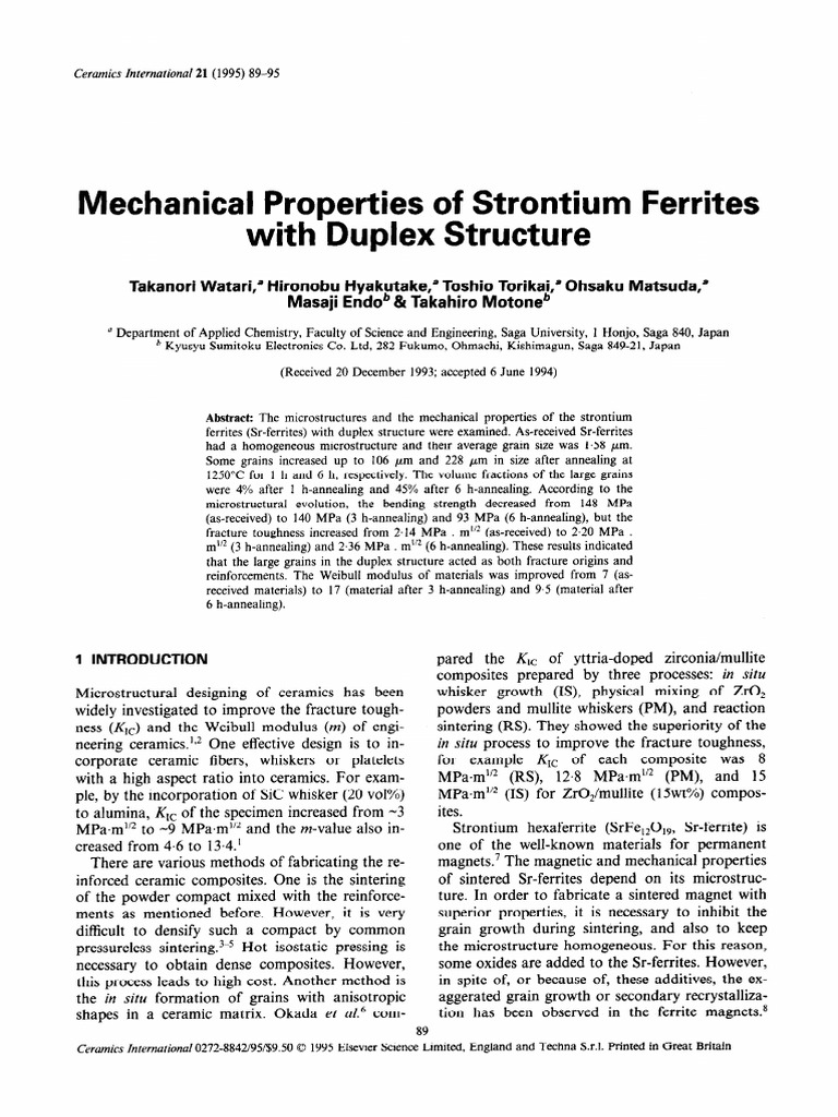 Ceramics International 21 (1995) 89-95 | PDF | Sintering | Ceramics