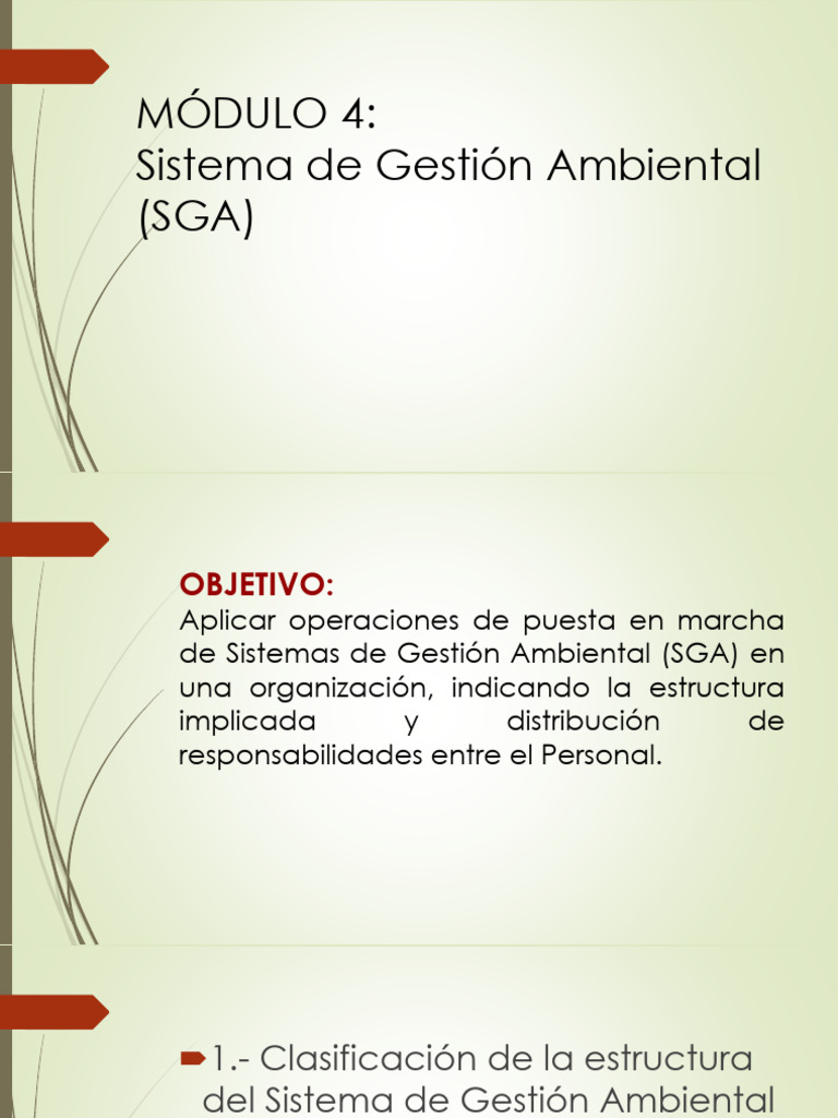 MÓDULO de FORMACIÓN 4 Sistema de Gestión Ambiental (SGA) | PDF | Calidad (comercial ...
