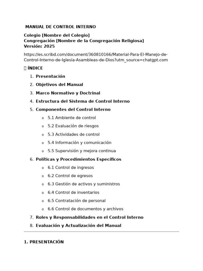 Manual de Control Interno | PDF