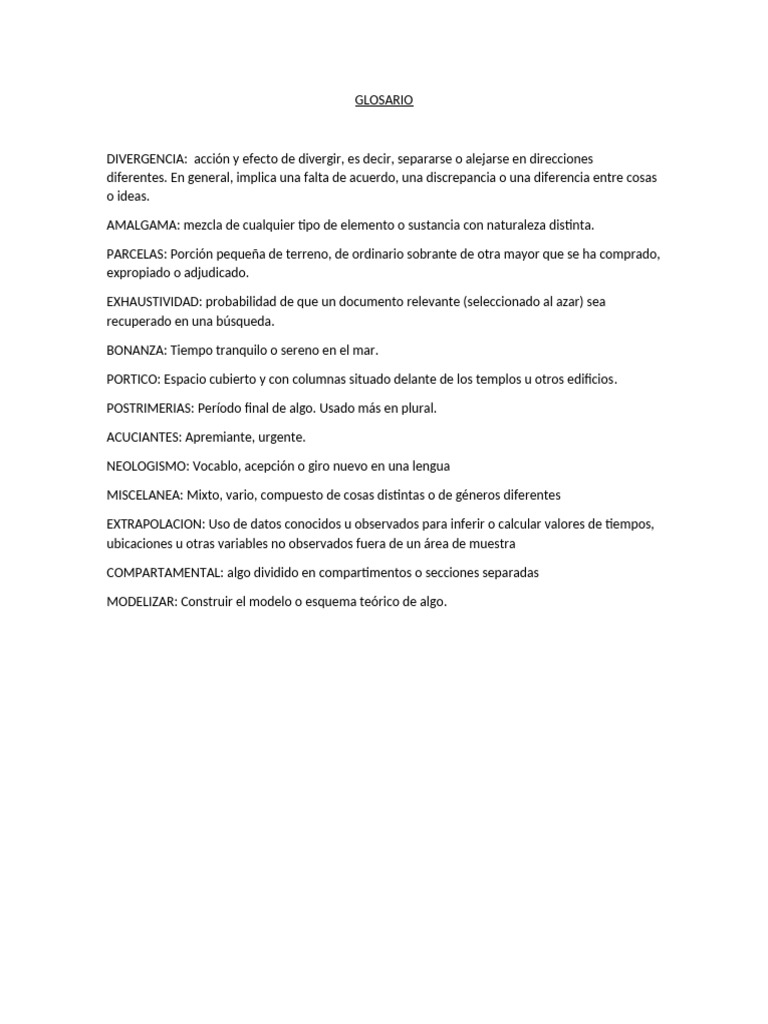 GLOSARIO Trabajo de Carli | PDF
