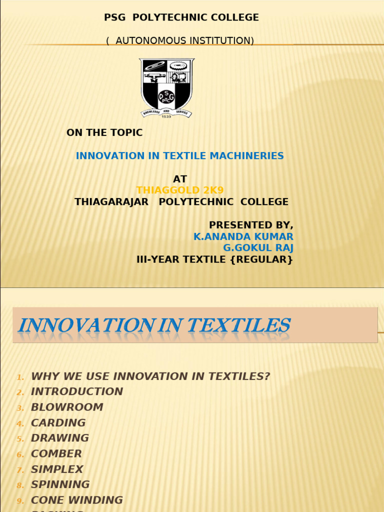 Innovations in Textile Machinery Explained | PDF | Spinning (Textiles)