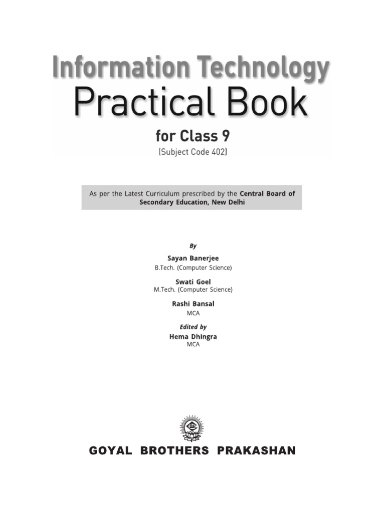 Information Technology Practical Book 9 (Code 402) | PDF