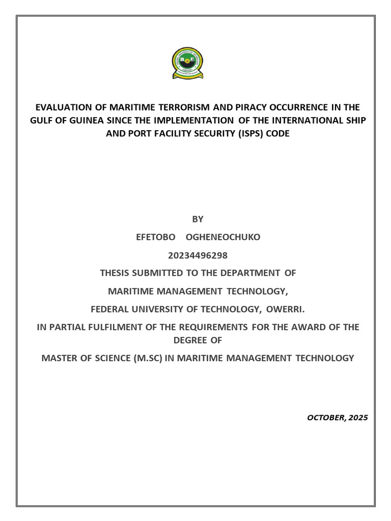 Evaluation of Maritime Terrorism and Piracy Occurrence in The Gulf of ...