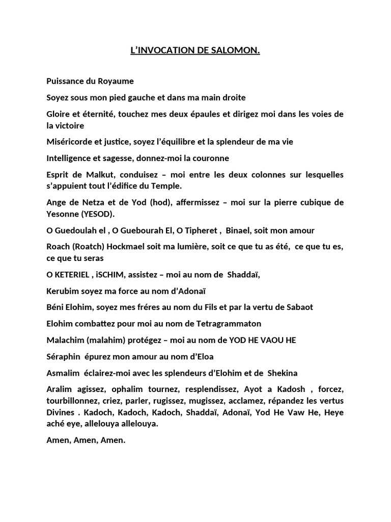 L'invocation de Salomon | PDF