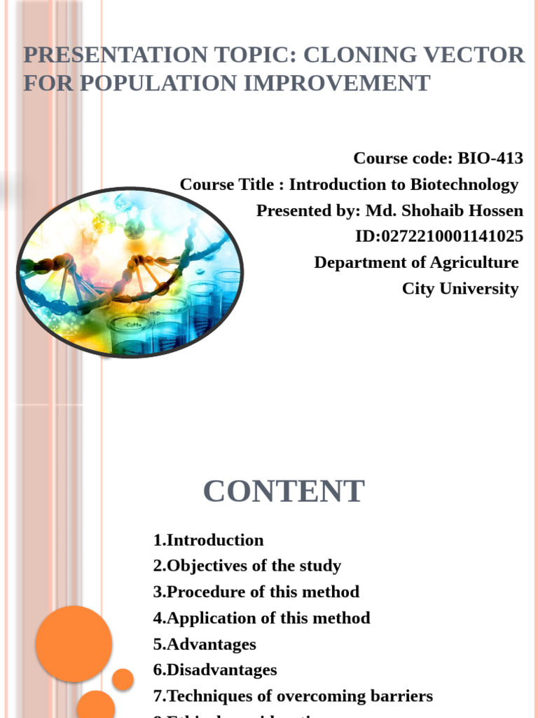 Cloning Vector Assingment | PDF | Genetic Engineering | Biotechnology