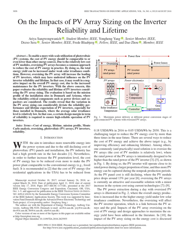 PV Array Sizing Effects on Inverter Reliability | PDF | Photovoltaics ...