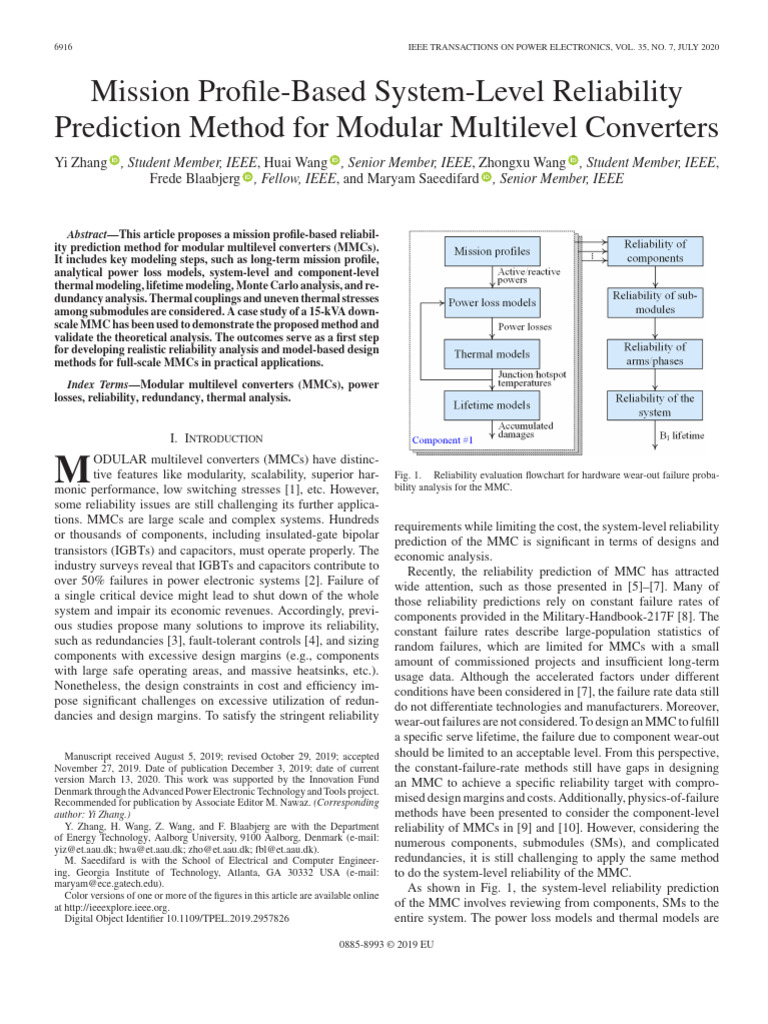 Mission Profile-Based System-Level Reliability Prediction Method For Modular Multilevel ...