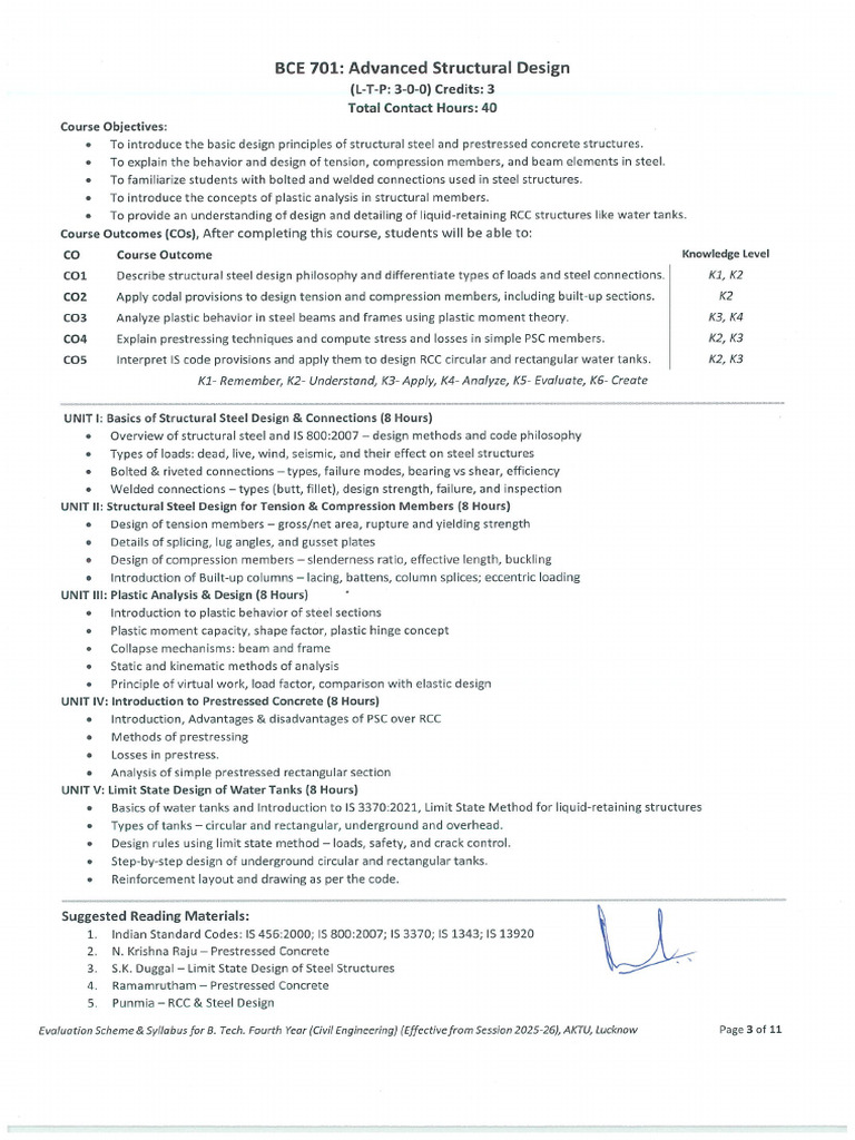 BCE 701 Advanced Structural Design | PDF