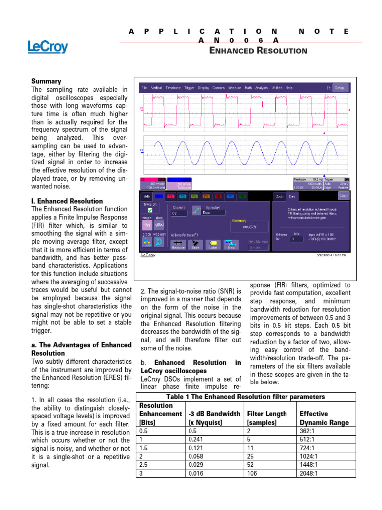 ERES Lecroy | PDF | Bandwidth (Signal Processing) | Sampling (Signal ...