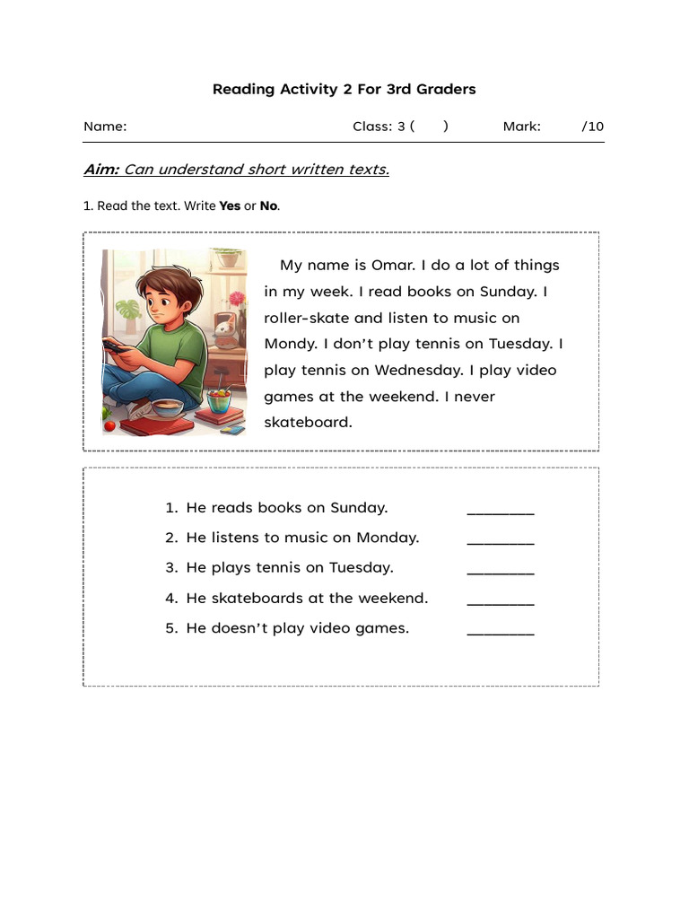 Reading Activity 2 For 3rd Graders 1 | PDF