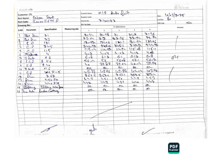 Driver Seat Dimn Report 3695D | PDF