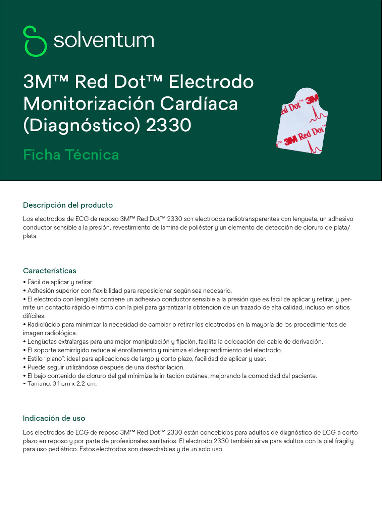 FT 3M™ Red Dot™ Electrodo Monitorización Cardíaca (Diagnóstico) 2330 ...
