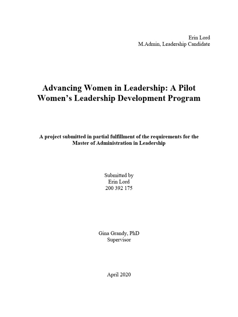 Lord Advancing Women in Leadership | PDF | Leadership | Gender Studies