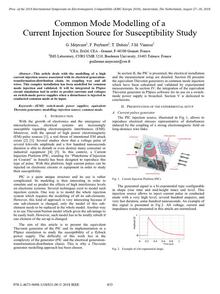 Common Mode Modelling of a Current Injection Source for Susceptibility ...