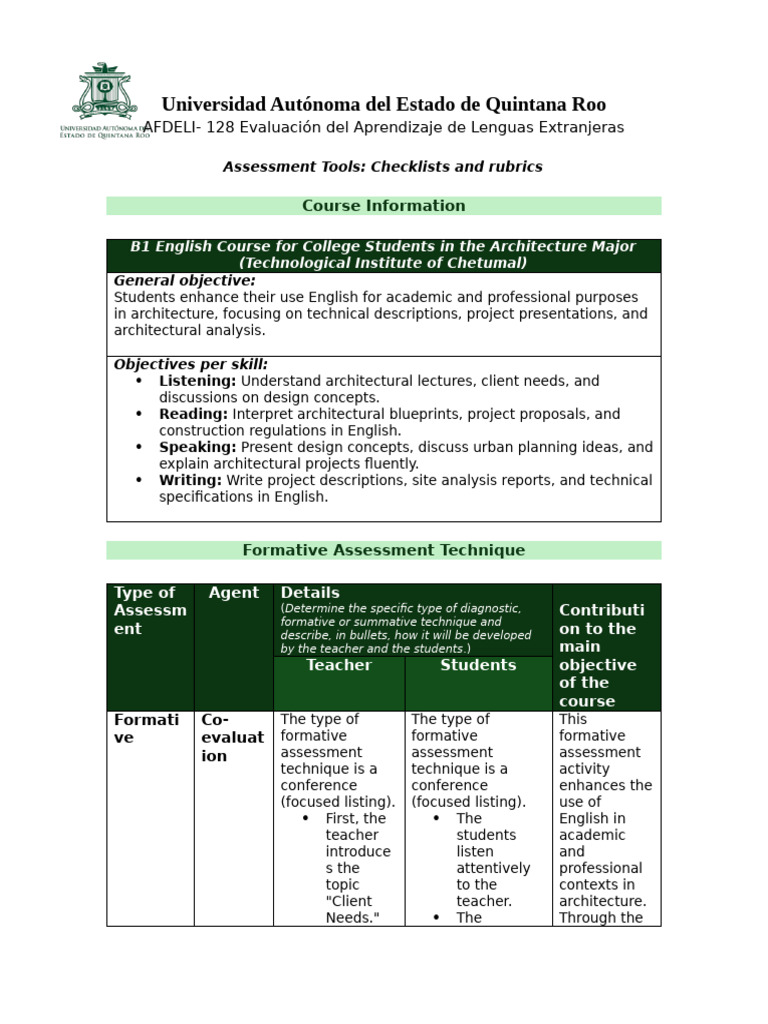 Assessment Tools Final Task Format (Sandy Rocio Mayra Johana) | PDF ...