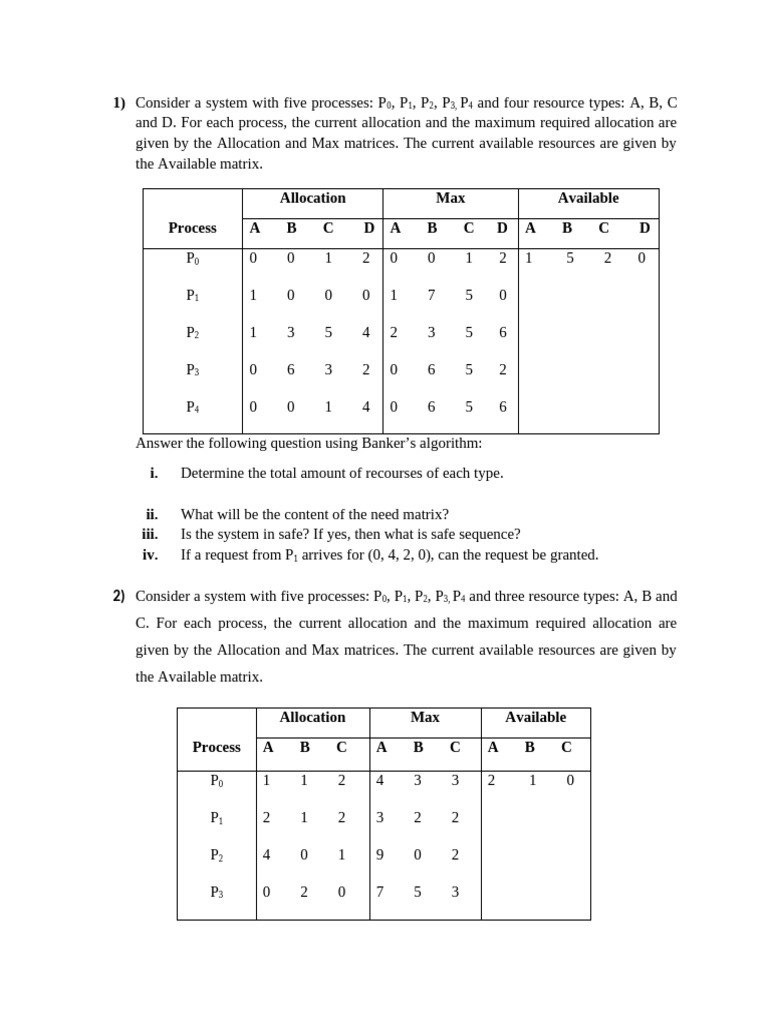 Numerical For Deadlock - 071921 | PDF | Matrix (Mathematics) | Linear Algebra