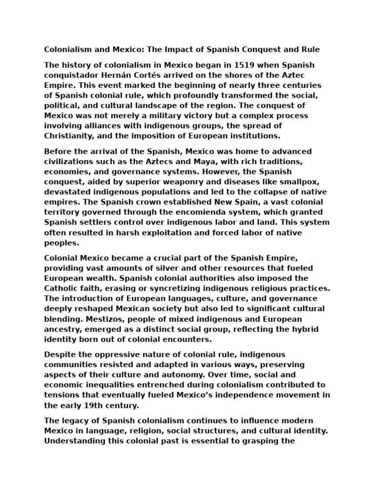 Colonialism Mexico Essay | PDF